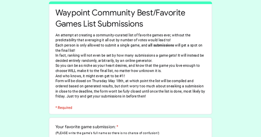 Waypoint Top 100 - Video Games - Waypoint - Forum